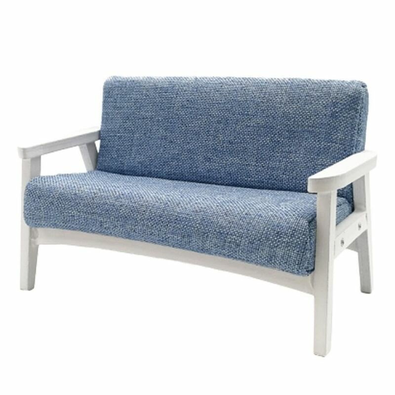 Двуспальный диван-Кресло для кукольного домика 1:12-Сине-Серый