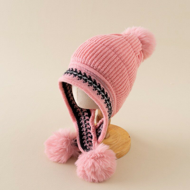 Детские шапки для родителей и детей, зимние шапки принцессы для девочек, осенние и зимние бархатные теплые детские шапки для защиты ушей, шерстяные шапки для младенцев