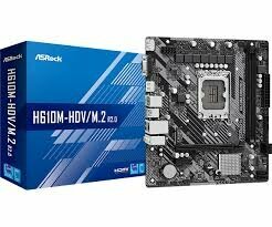 Материнская плата Asrock H610M-HDV/M.2 R2.0 Soc-1700 Intel H610 DDR4 mATX AC`97 8ch(7.1) GbLAN+VGA+H