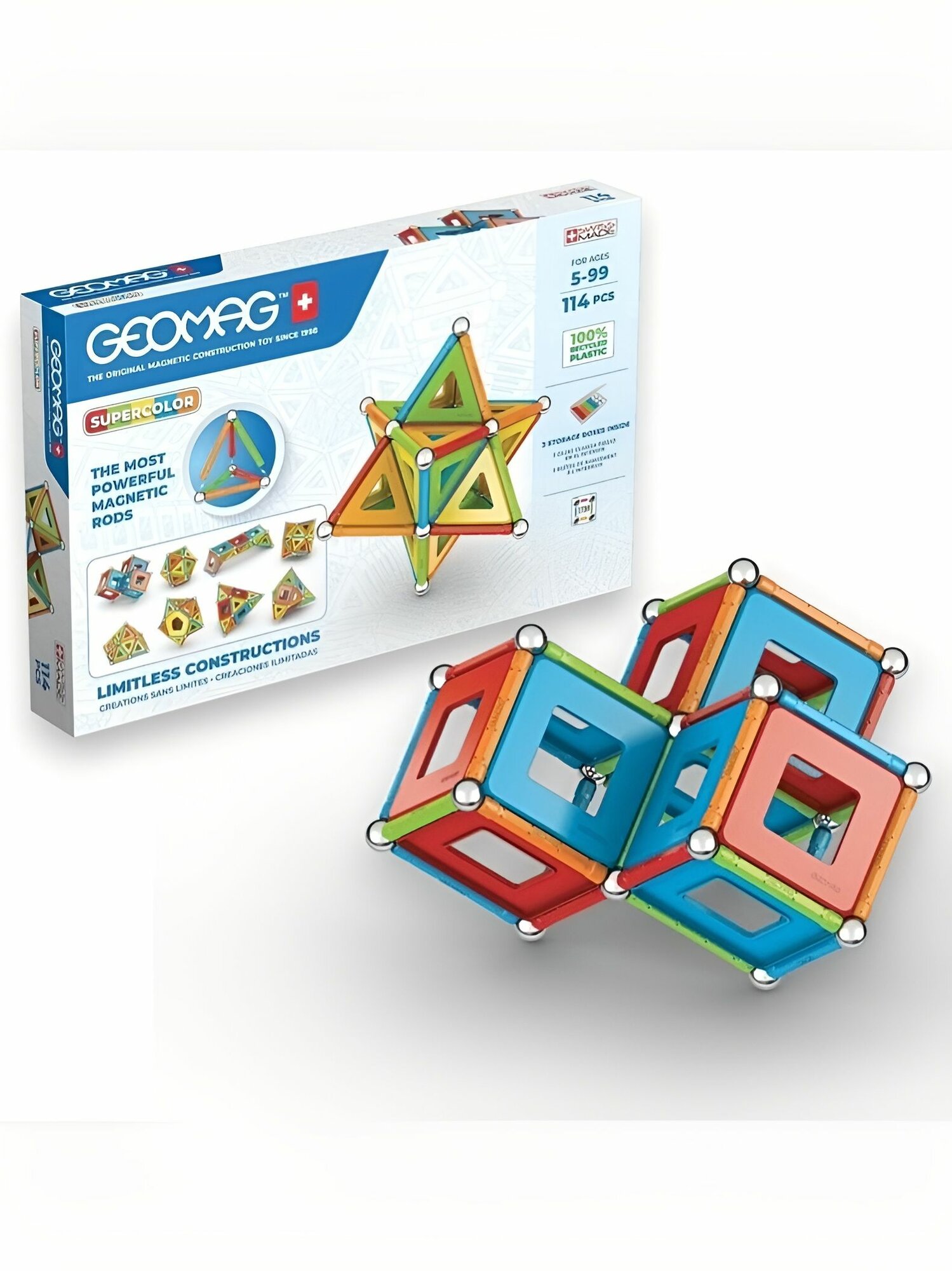 GEOMAG Конструктор магнитный Многоцвет, 114 элементов для детей от 3 лет