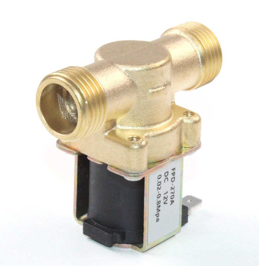 Клапан электромагнитный металлический DC12V, (G1/2", N/C)