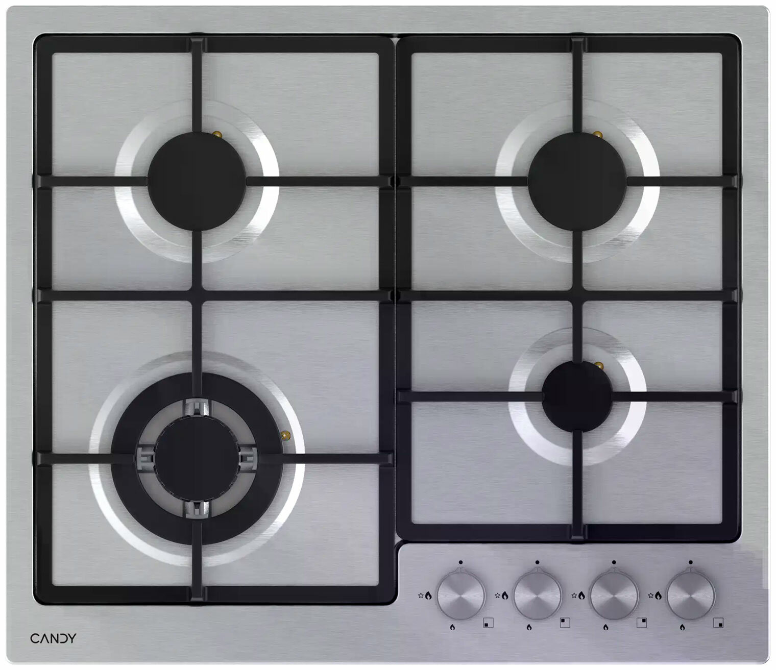 Газовая варочная панель CANDY CHXM64CWX, 4 конфорки, чугунные решетки