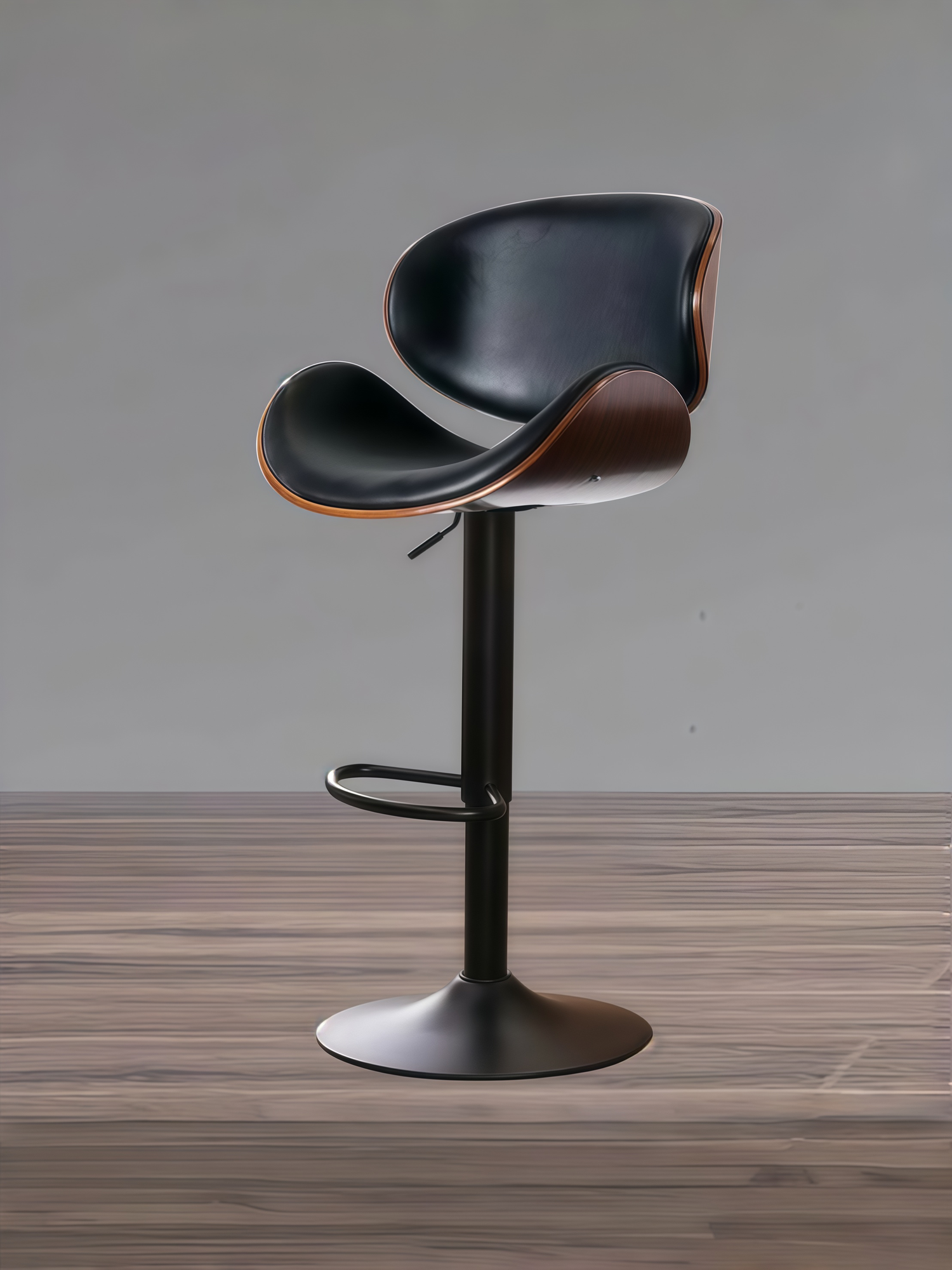 Барный стул, офисный, максимальная нагрузка 200кг, кожа, металл