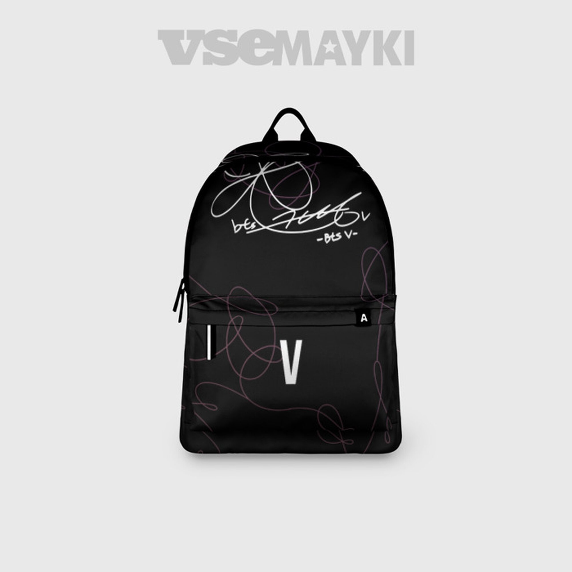 Рюкзак с принтом BTS - Ким Тхэхён автограф V, One size, белый