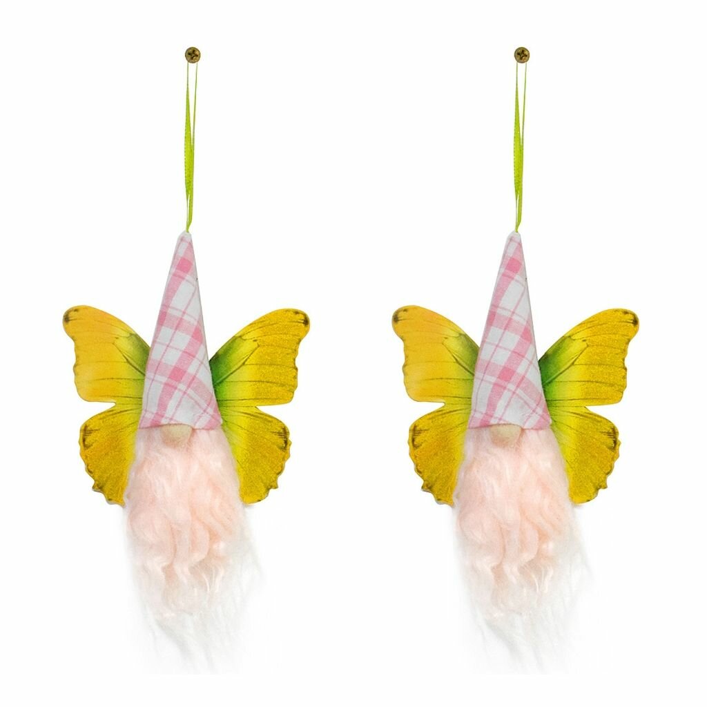 Декоративные статуэтки, Кукла-бабочка без лица, карликовая игрушка-элемент, подвеска - солнечный розовый, 2 шт