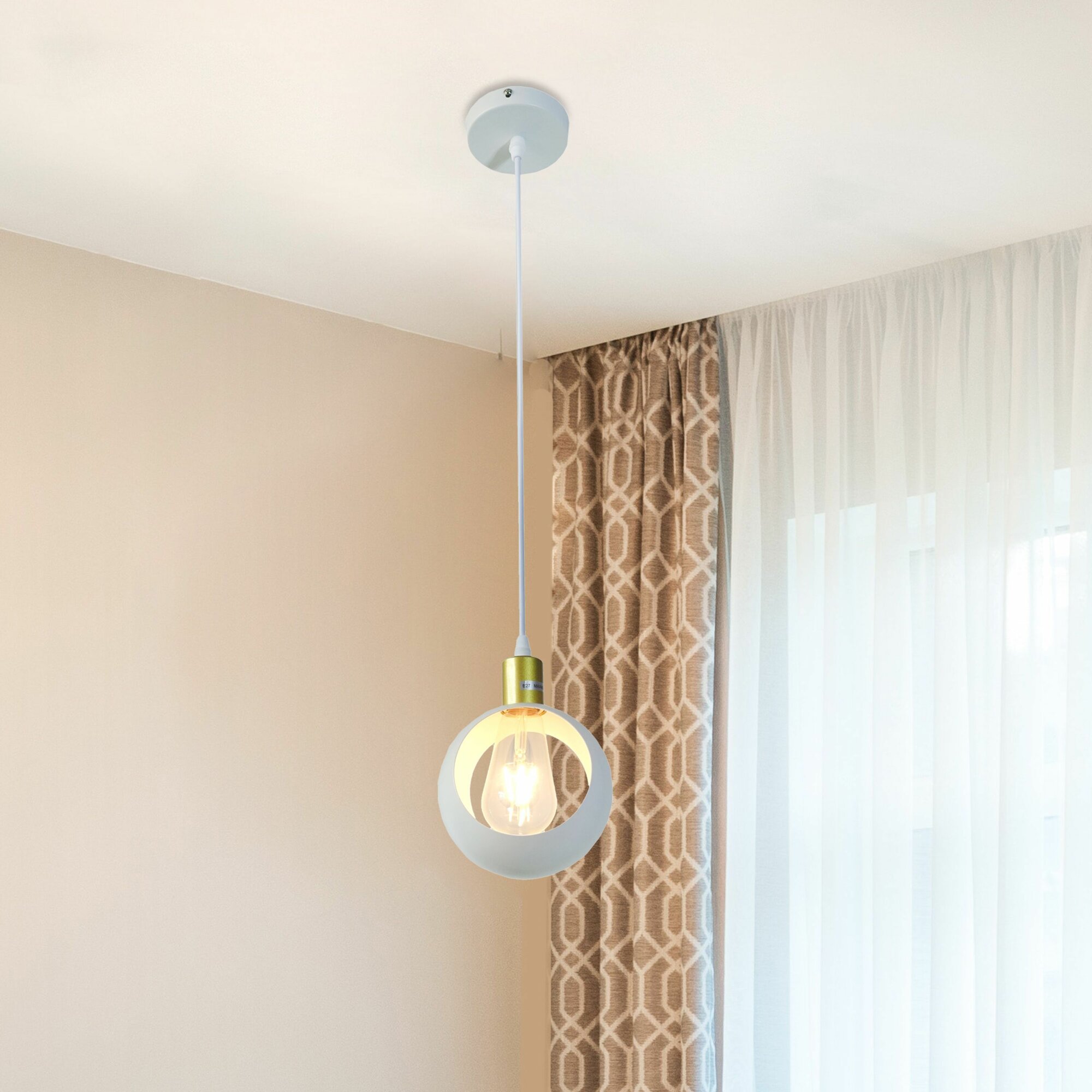 Белая люстра подвес Росток в спальню потолочный светильник светодиодный E27 40Вт