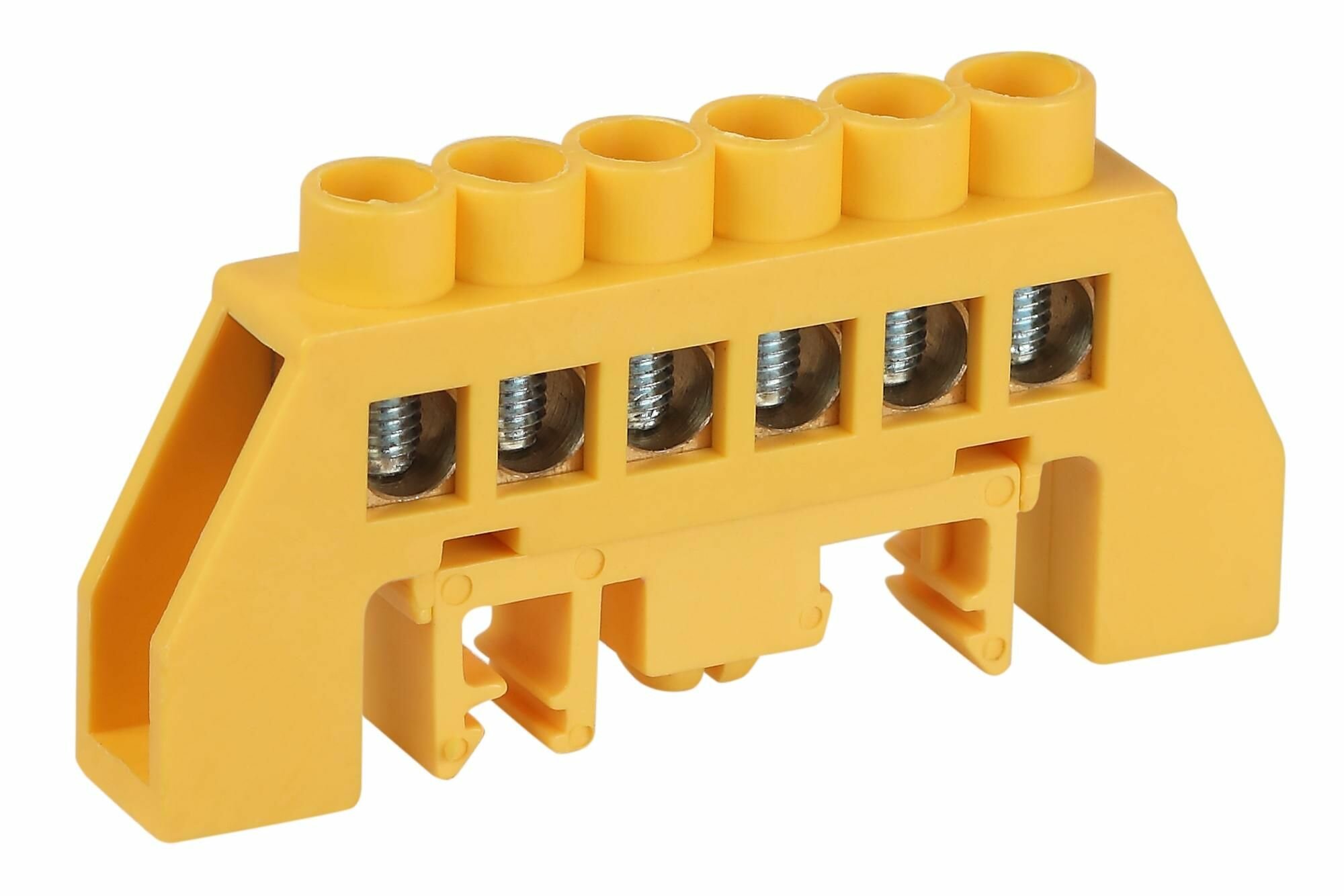 Шина на DIN-рейку Эра NO-224-115 PE земля в комбинированном изоляторе ШНИ-8х12-6-Д-желтый