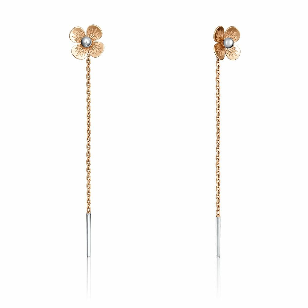 Серьги, красное золото, 585 проба