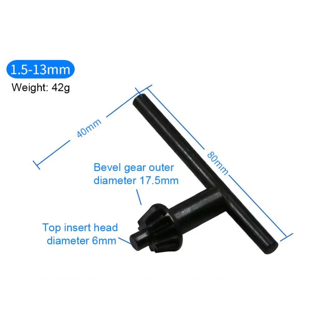 Ключ сверлильный патрон 1.5-13mm, 40mm, 80mm, 17.5mm, 6mm, 4