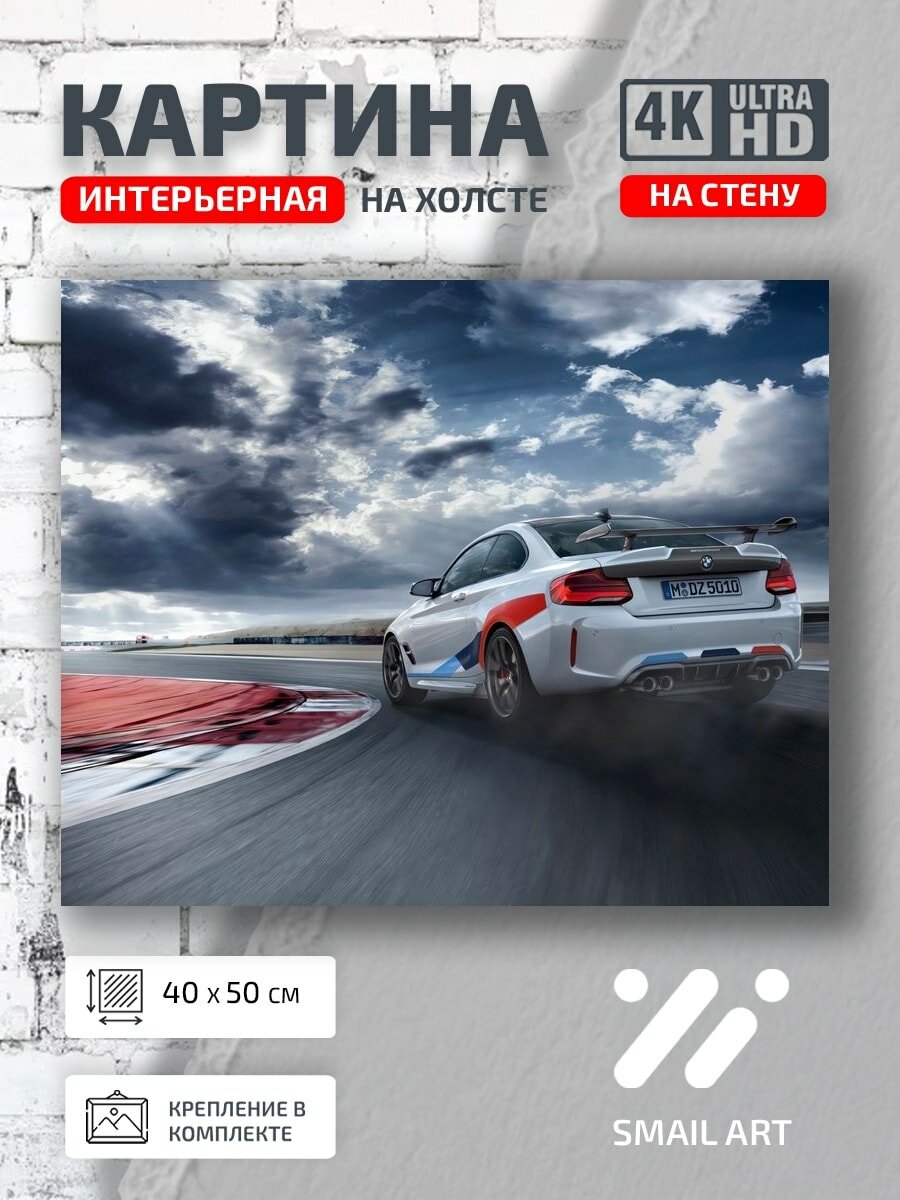 Картина на холсте интерьерная 40 на 50 на стену BMW M2 для офиса атмосфера