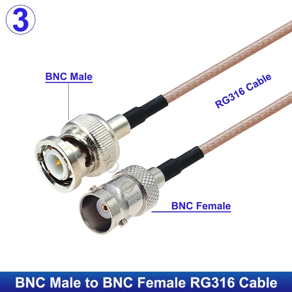 BNC Male to BNC Female RG316 кабель, 15CM