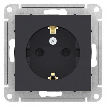 Розетка ATLASDESIGN, скрытый монтаж, с заземлением, со шторками, карбон. ATN001045 Schneider Electric