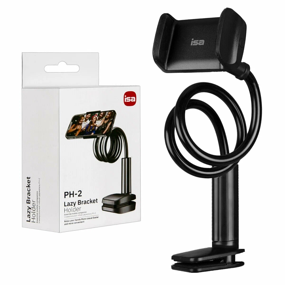 Гибкий держатель для планшета/смартфона с креплением к столу ISA PH-2 черный