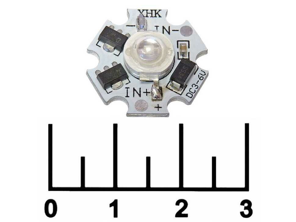 Светодиод LED 3W синий 3-6V 750lm с драйвером