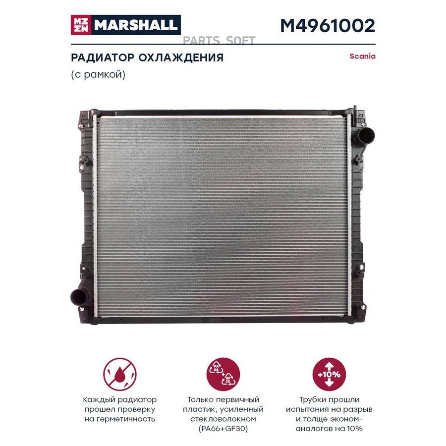 MARSHALL M4961002 радиатор !860x678x40 с рамкой\ SCANIA