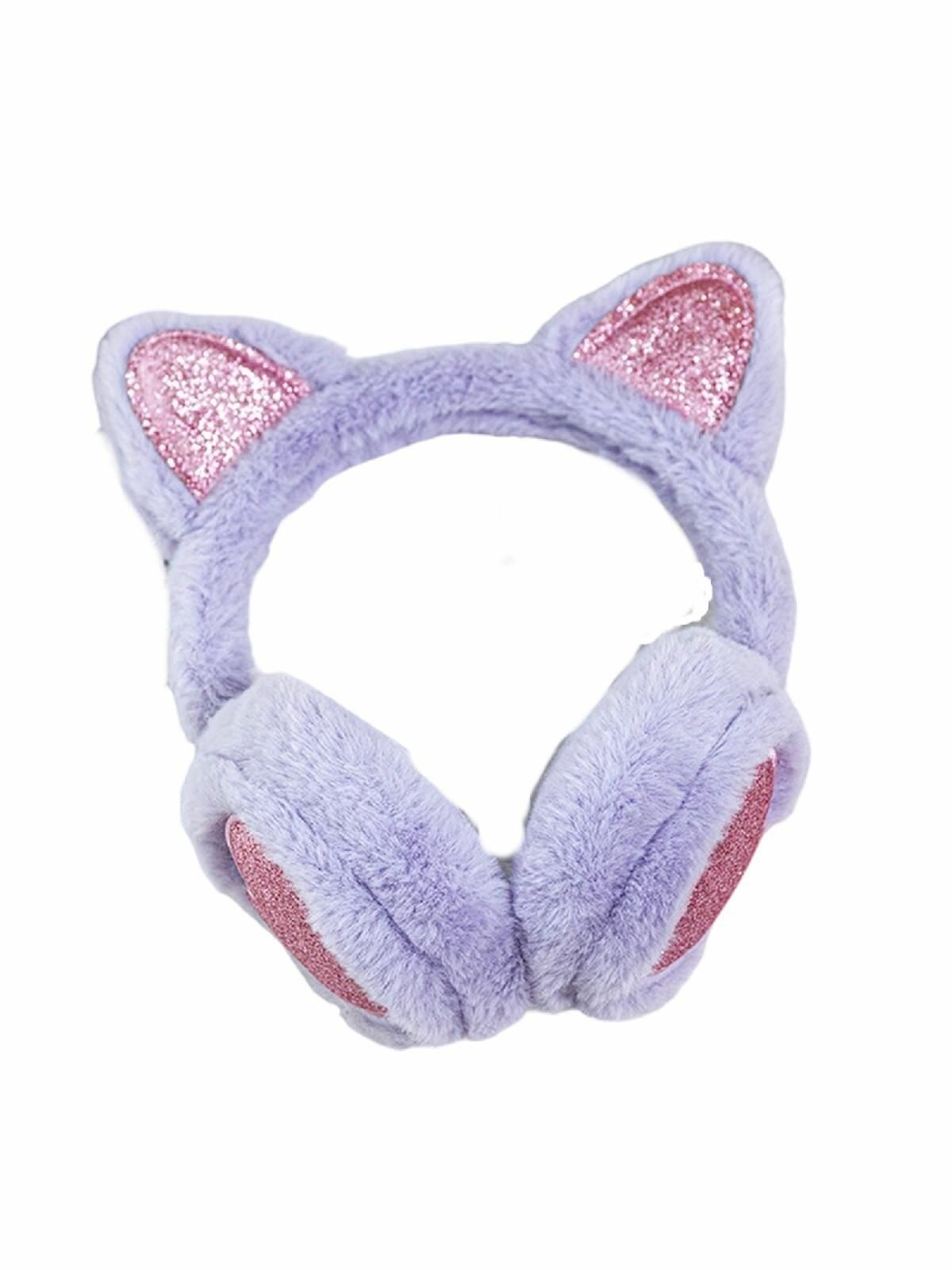 Наушники меховые, Зимние толстые плюшевые теплые наушники_фиолетовый