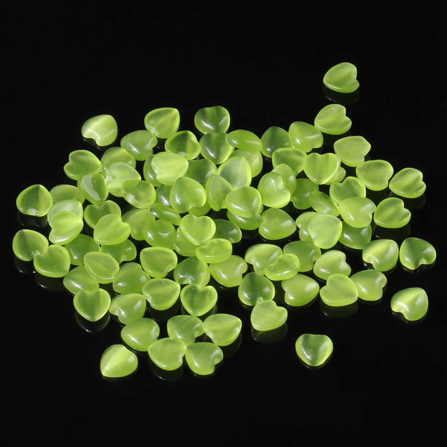 Натуральные бусины кошачий глаз, сердце, 6 мм, 8 мм, TTUIJI Зеленый, 6mm about 50pcs, Grass Green