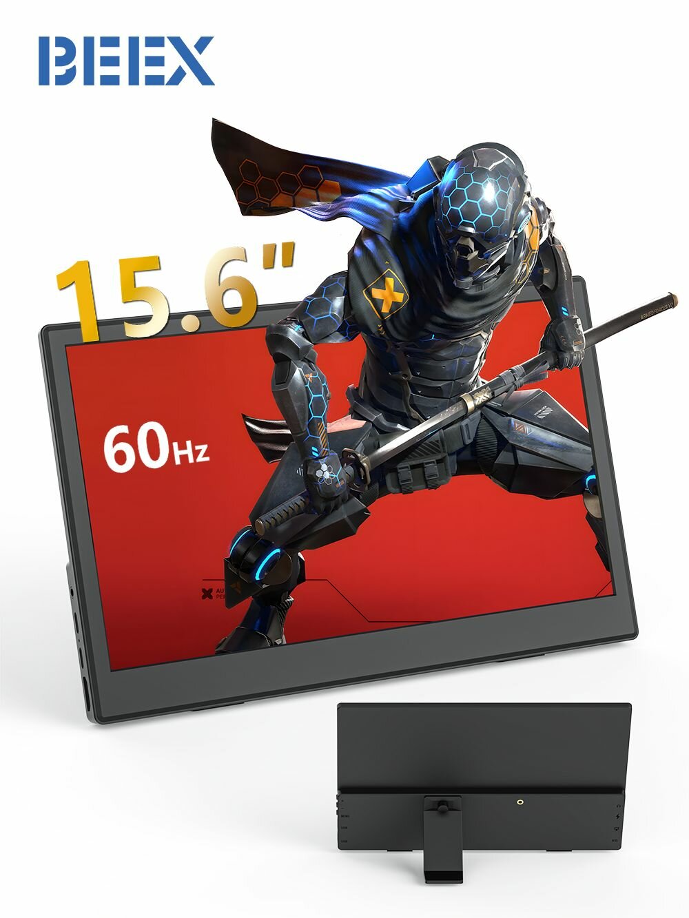 Портативный монитор BEEX 15,6 дюйма, экран IPS 1080P Full HD, второй дисплей, порт USB, внешняя клавиатура, мышь, подставка VESA для монитора
