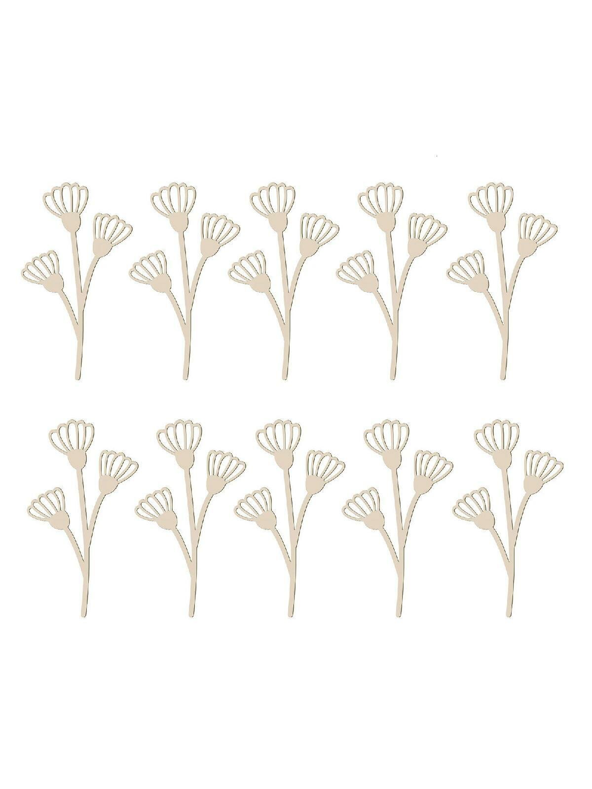 Деревянные Декоры Из Полевых Цветов Набор Деревянных Цветов Вырезанные Знаки Стебли Полевых Цветов для Поделок Своими Руками, Наполнители Для Ваз Праздничные Декоры Для Дома