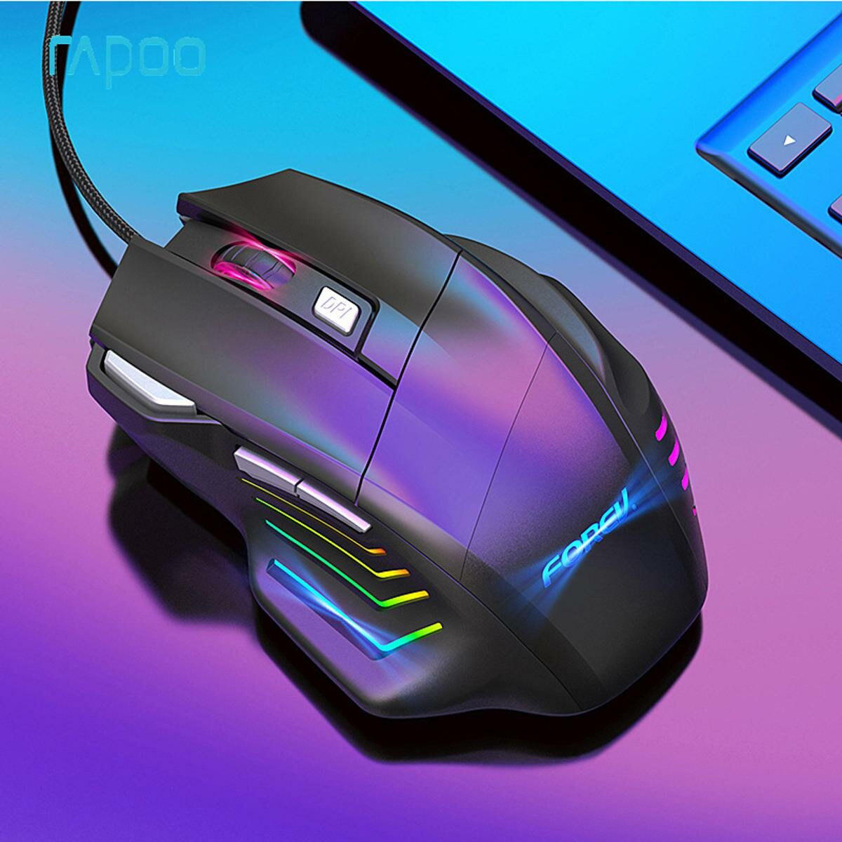 Rapoo FVX7 Проводная игровая мышь 7 кнопок Эргономичная настольная компьютерная мышь с регулируемым DPI Мышь с подсветко