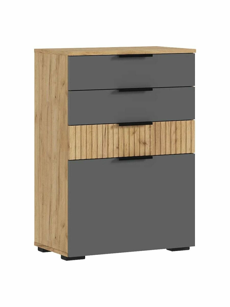Комод Регина 602х866х350, Дуб Крафт/Графит/Дуб Крафт, МИФ