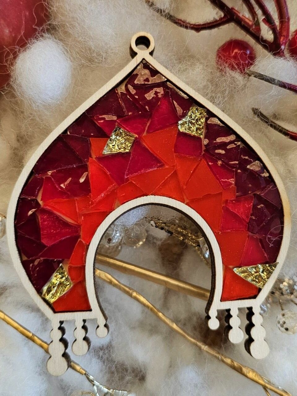 Набор для творчества мозаика стеклянная Кокошник красный 9 см. Алтай Витраж