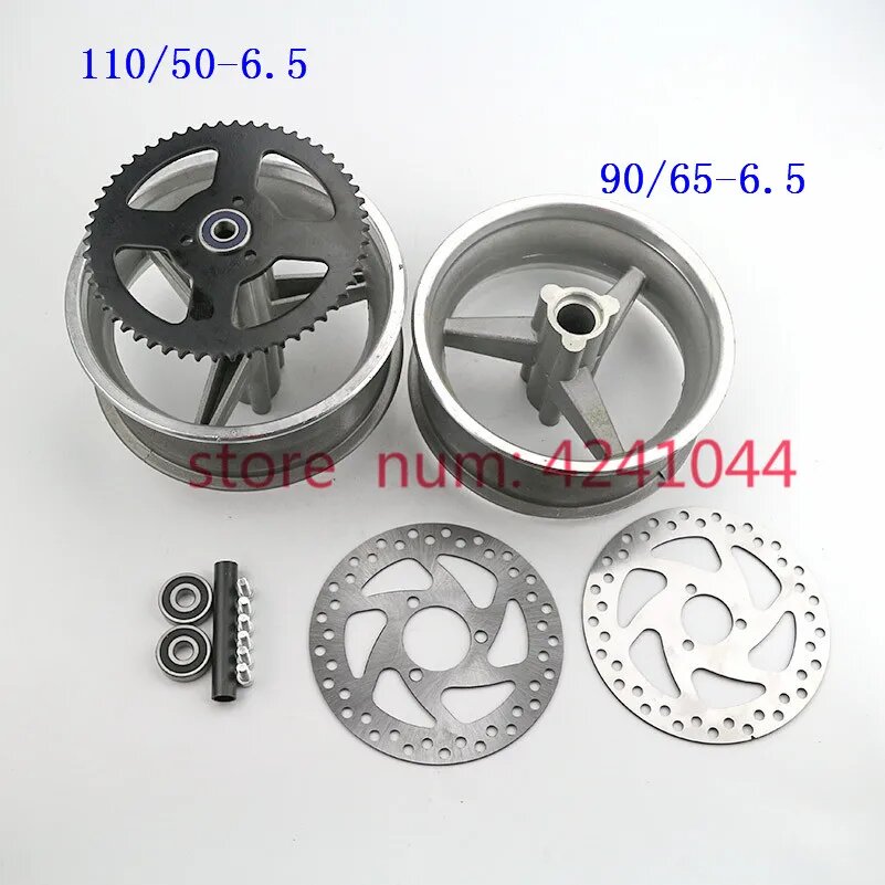 Заднее Колесо Mini-Moto 90/65-6,5 Переднее Колесо 110/50-6 Серебряный, front X rear hub set