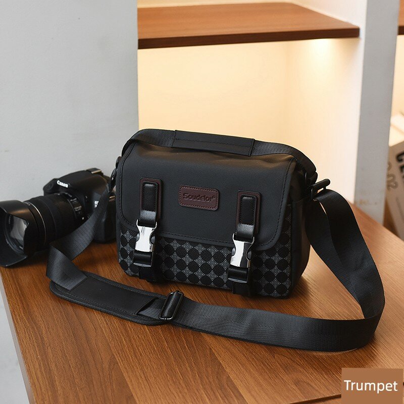 Мини-сумка для зеркальной камеры Canon R50/R10/R8/R7/R50/V200D/ZVE10/Z30/Z50, черная клетчатая малый размер