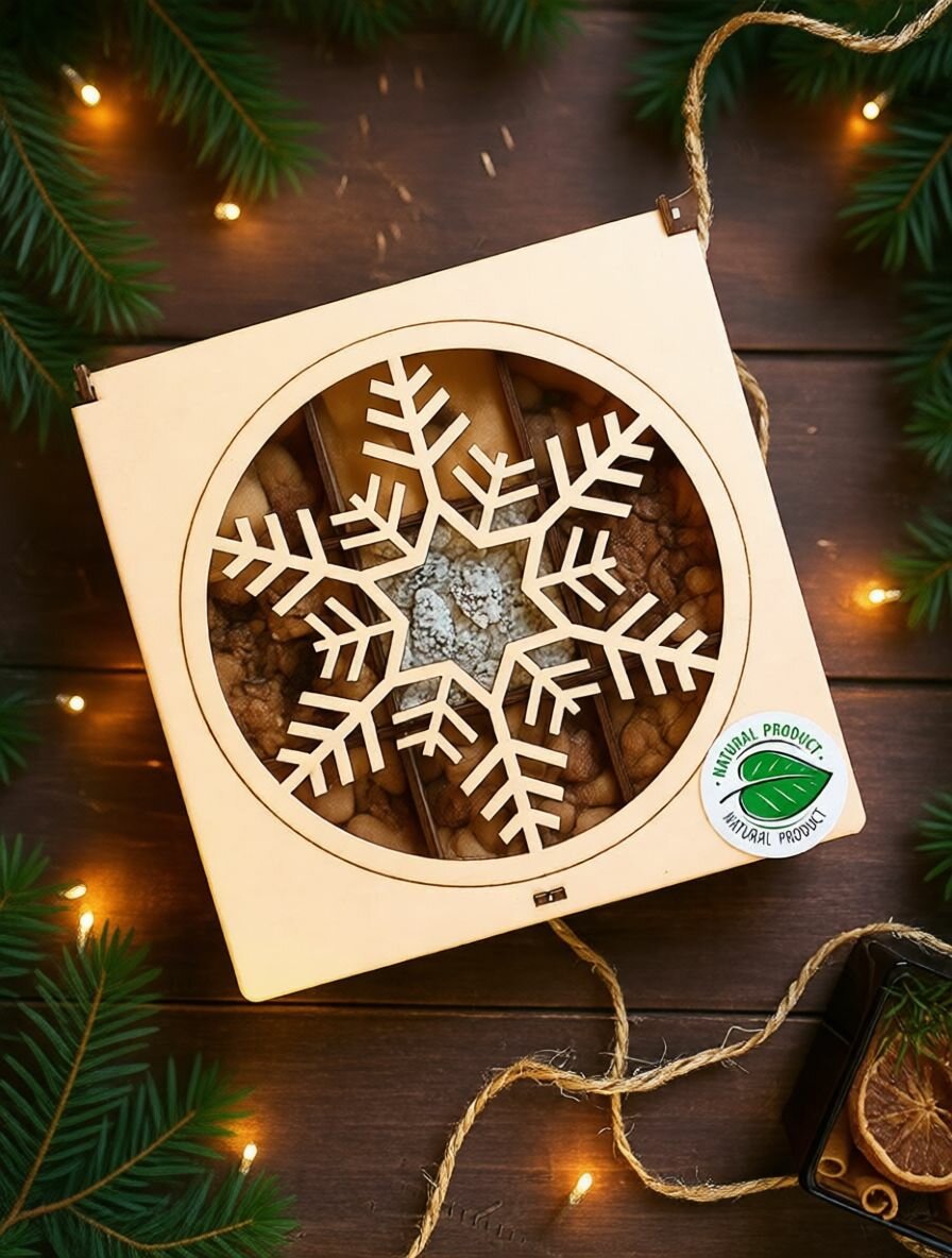 Ореховый набор в подарочной упаковке 9 в 1 Снежинка, подарок на новый год