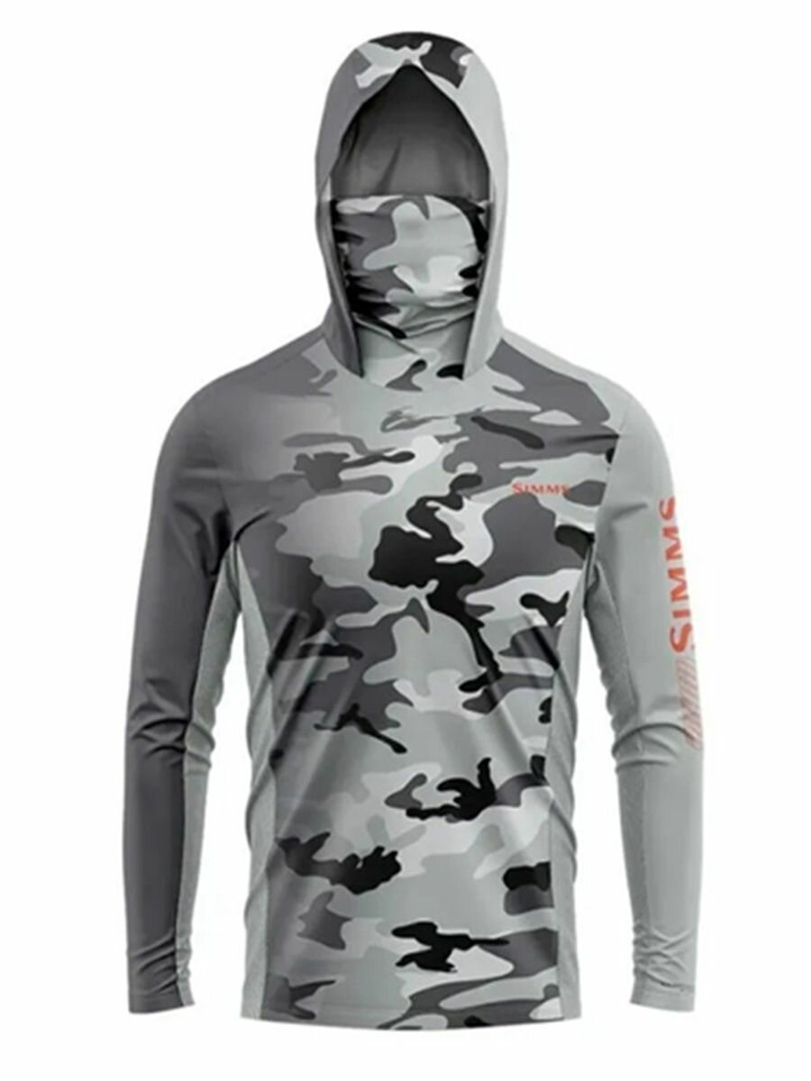 Simms Джерси мужская для рыбалки с капюшоном с принтом Точки, рыболовный лонгслив летний солнцезащитный
