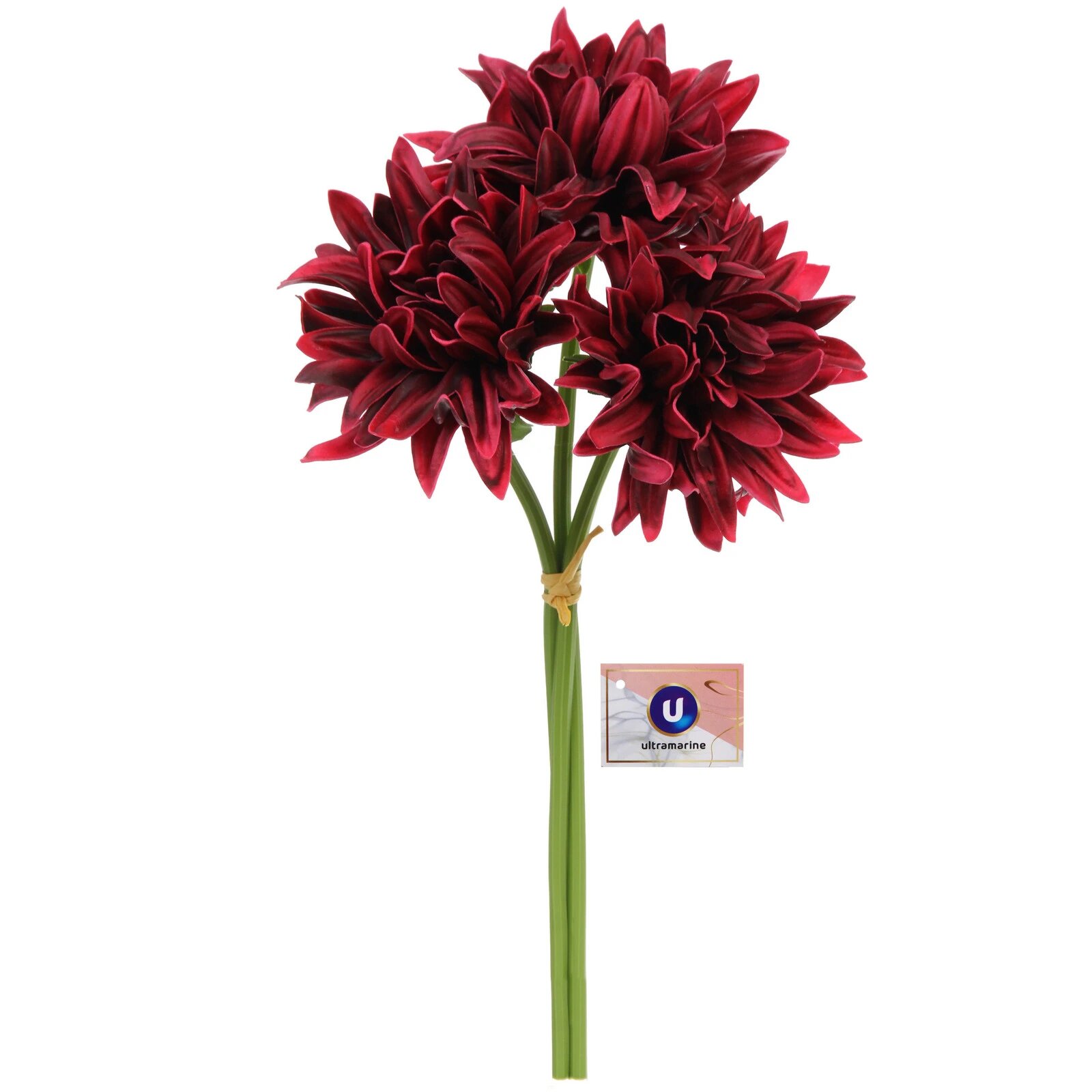 Искусственные цветы хризантемы «Natur» 3 шт, бордовые, 34 см, пластик, силикон, для интерьера