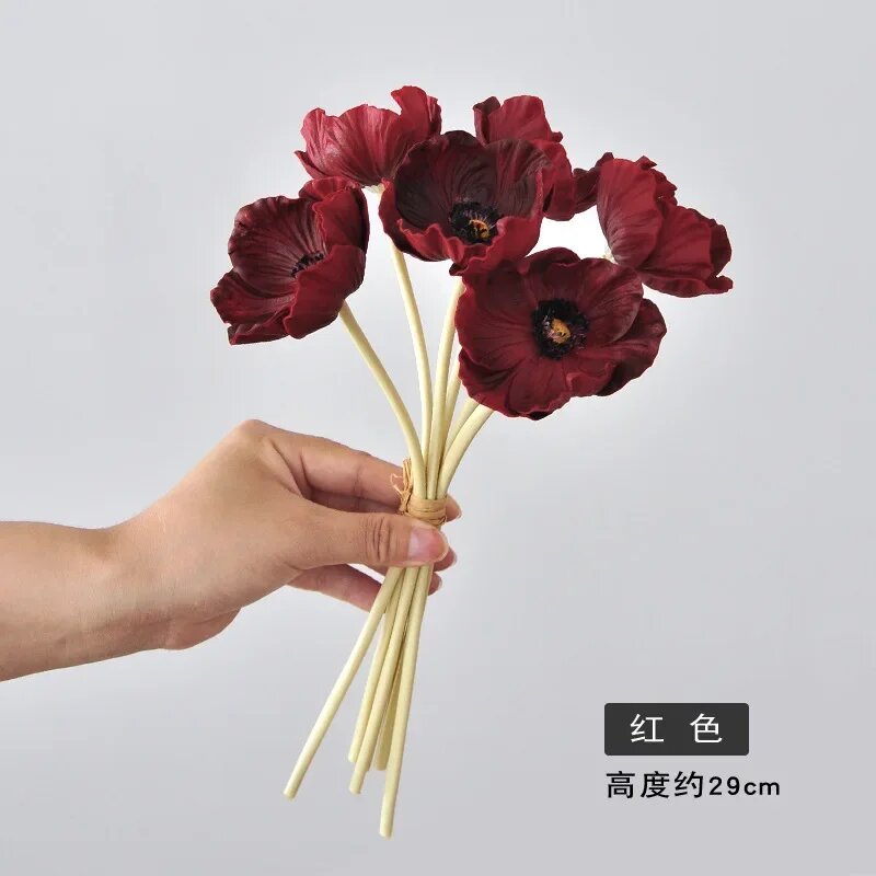 Искусственные маки Anlincong, 12 шт. Red