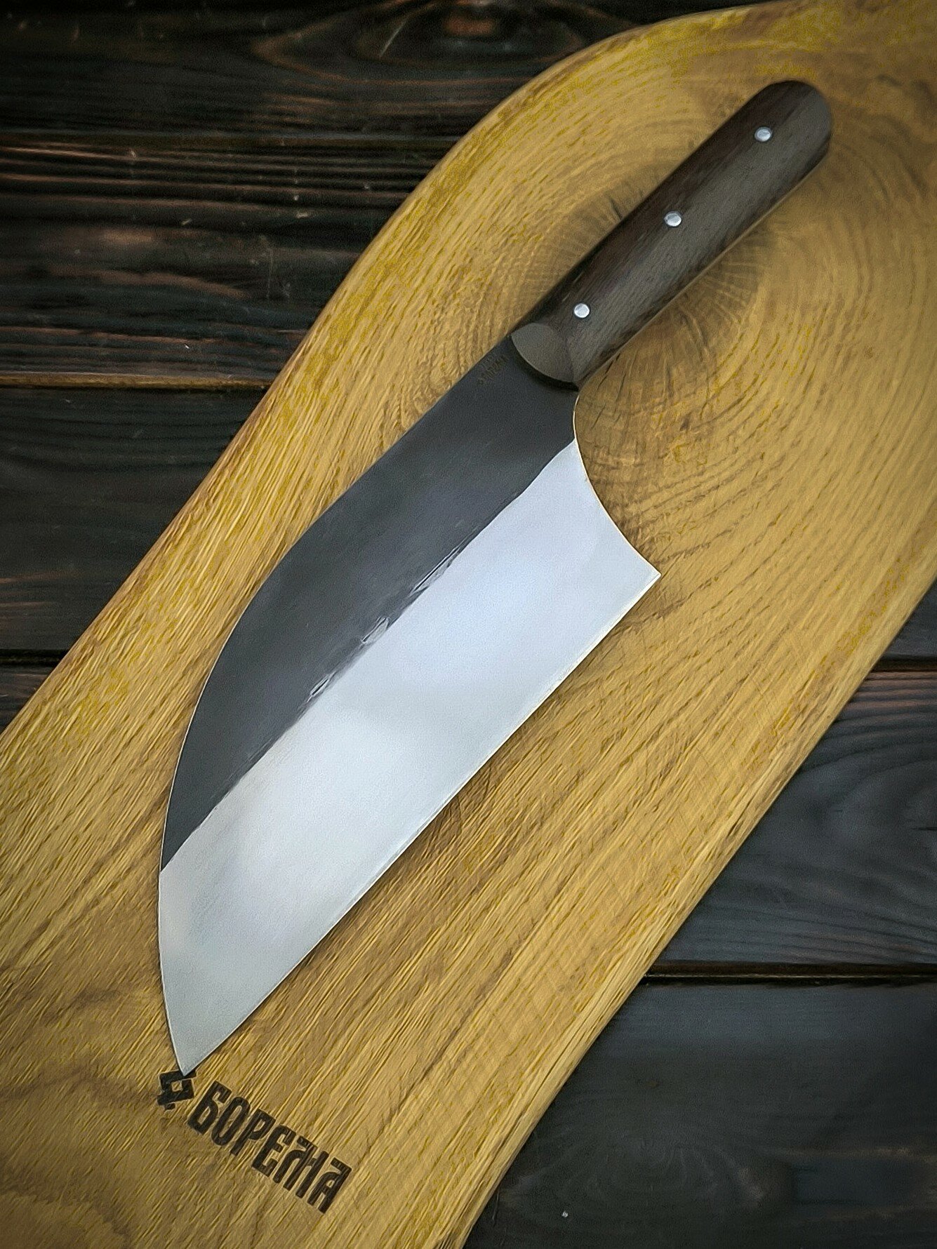 Кухонный нож Борема "Сербский топорик", кованая сталь