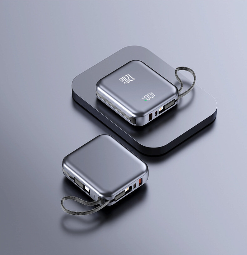 3C сертифицированный 120W супербыстрый зарядный power bank, большой емкости, миниатюрный, портативный, со встроенным кабелем, настраиваемый мобильный источник питания