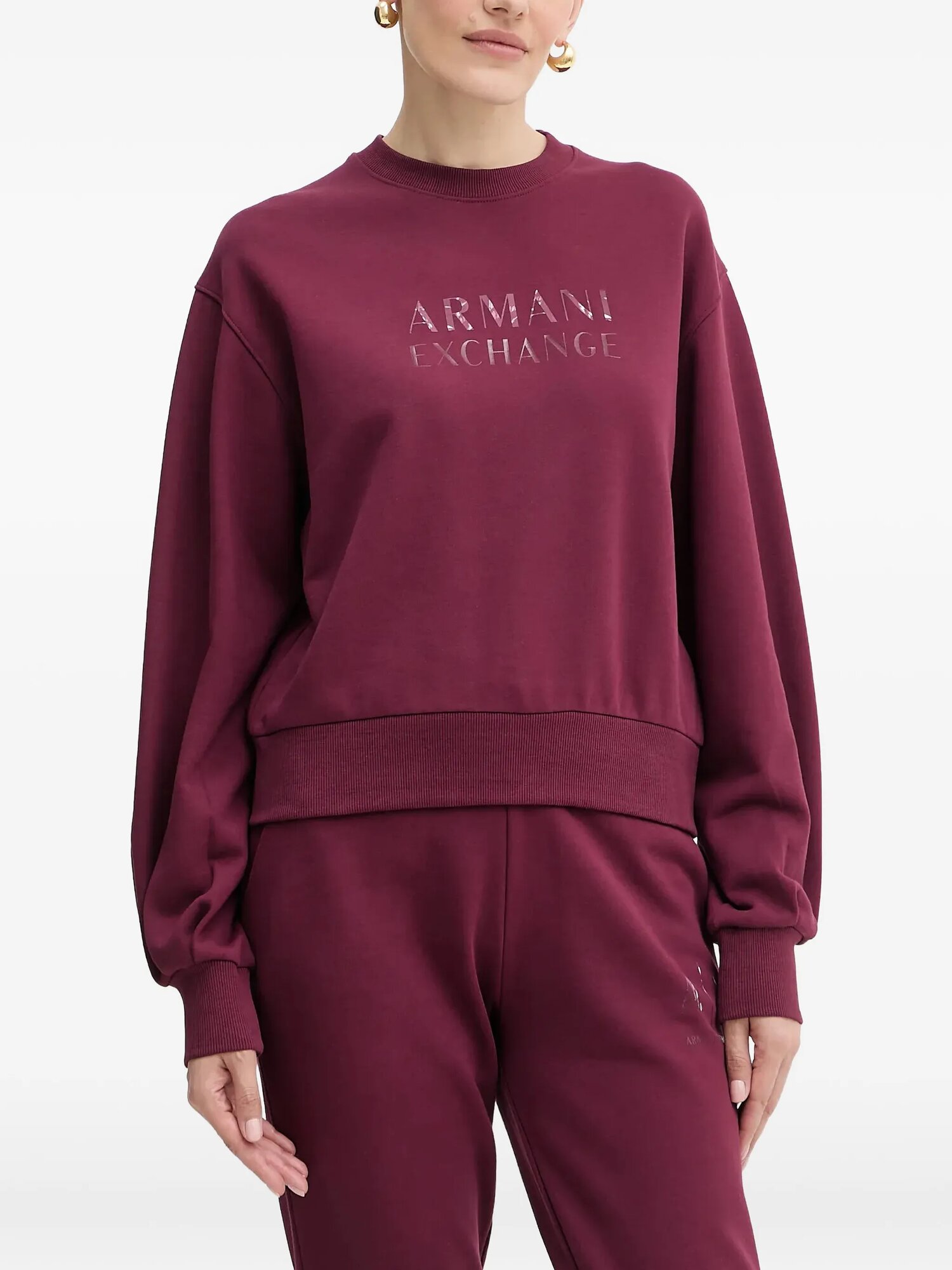 Топ Armani Exchange Logo crew neck top, размер 42, Rouge Red
