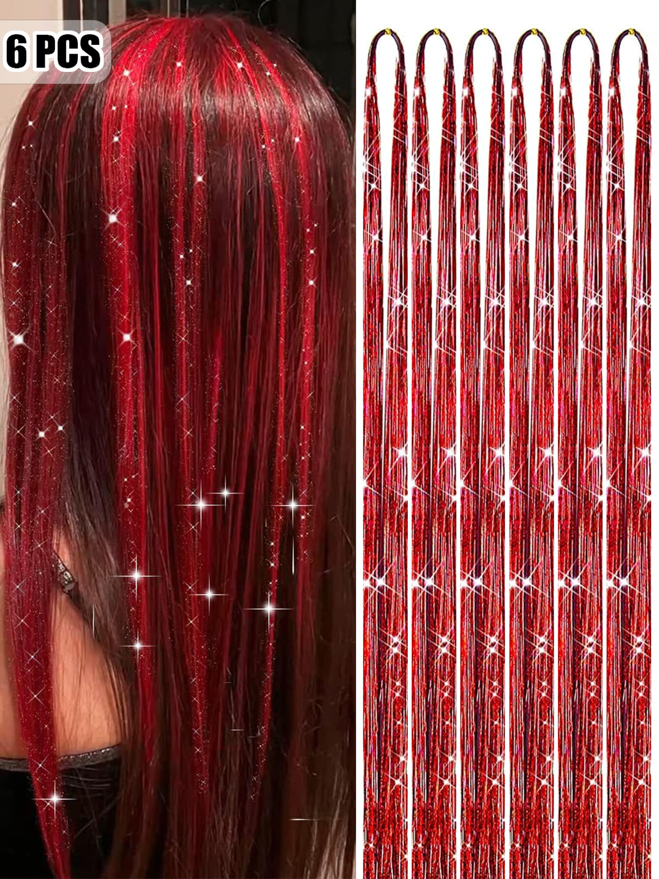 Набор для наращивания рыжих волос из 6 частей