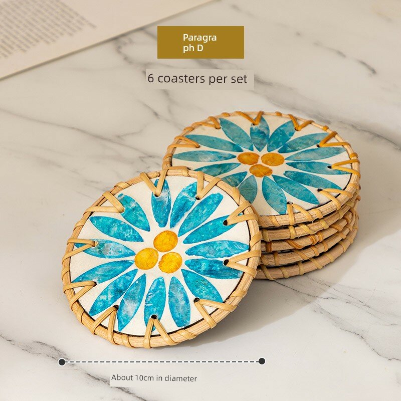 Набор подставок из ракушек D-стиля (6 шт.) - Защита от тепла, столик для чая и кофе