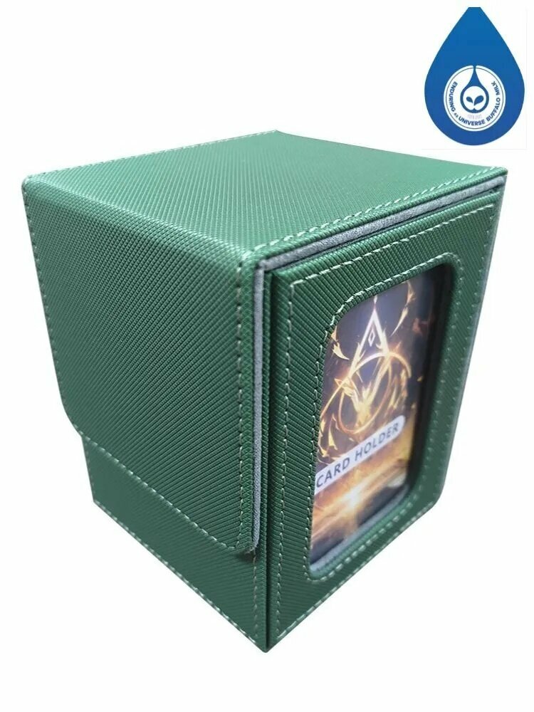 Стильный откидной бокс для карт из искусственной кожи PU (100+ карт) для Magic: the Gathering, Yu-Gi-Oh, Pok mon и других настольных игр Прочный, компактный, с защитой от влаги