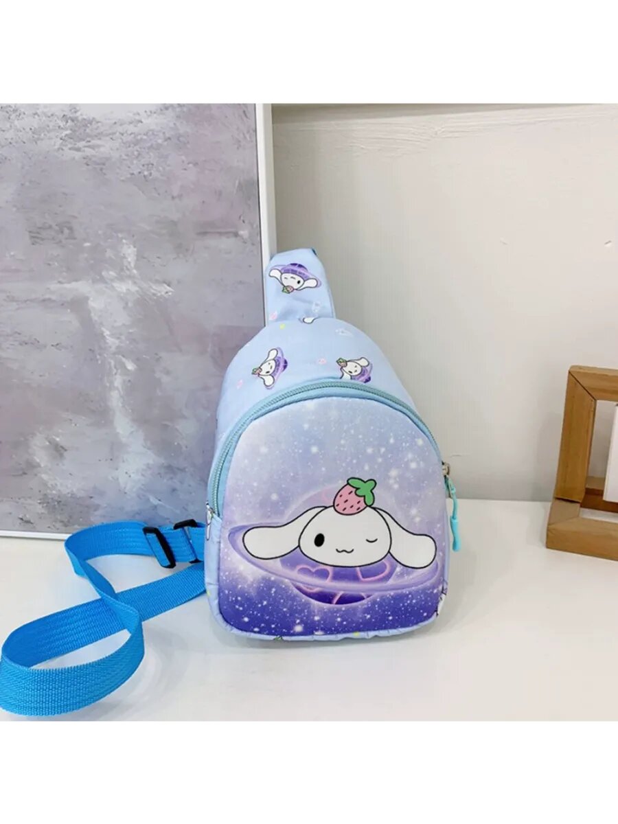 Детская сумка через плечо-синий коричный дог, молния