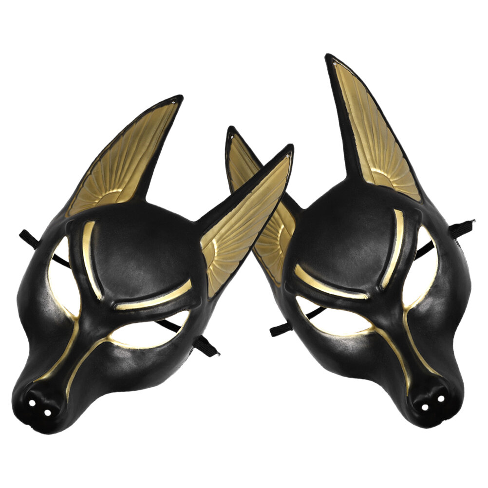 Маска Анубис Для Хэллоуина И Тематических Вечеринок 2Шт Чёрного Цвета 35X18X9Cm