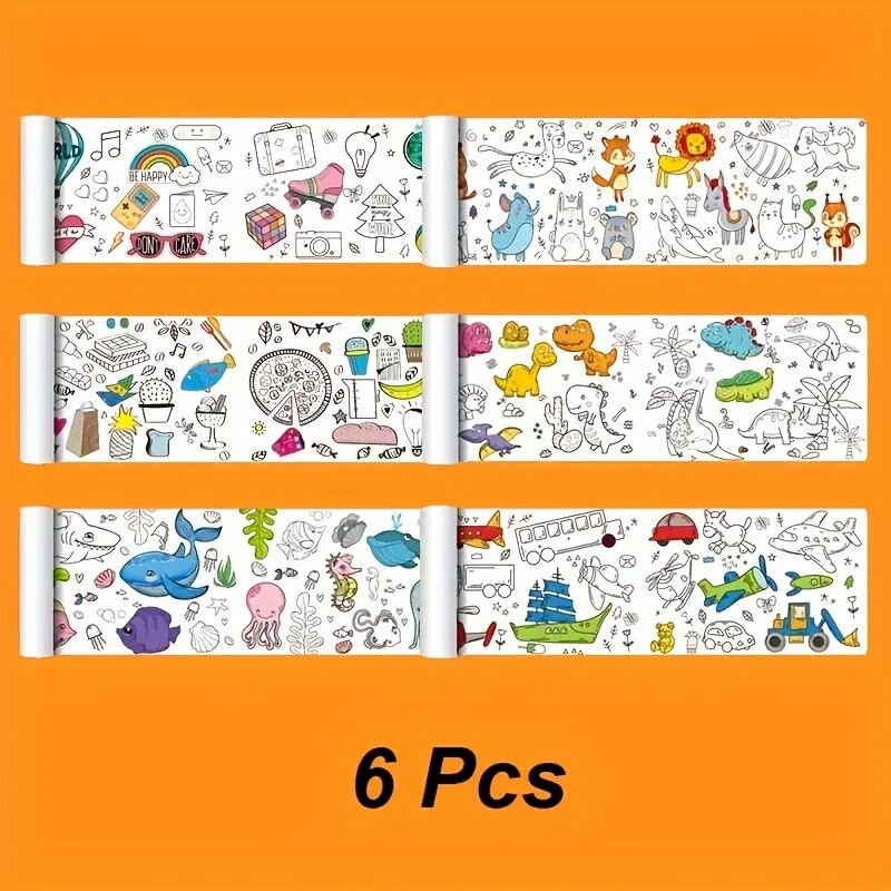 Детский свиток для раскрашивания и рисования, состоящий из 4/6 частей