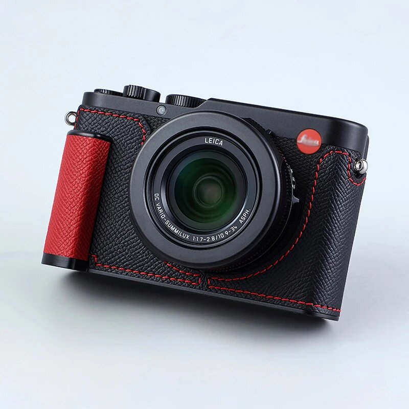 Leica D-LUX8, кожаный чехол Black Red Case, красный