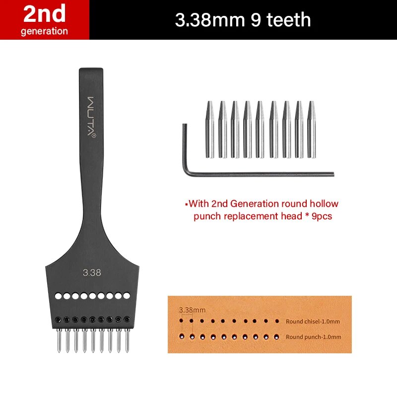 WUTA пробойник для кожи 3.38mm 9 зубьев 2-е поколение