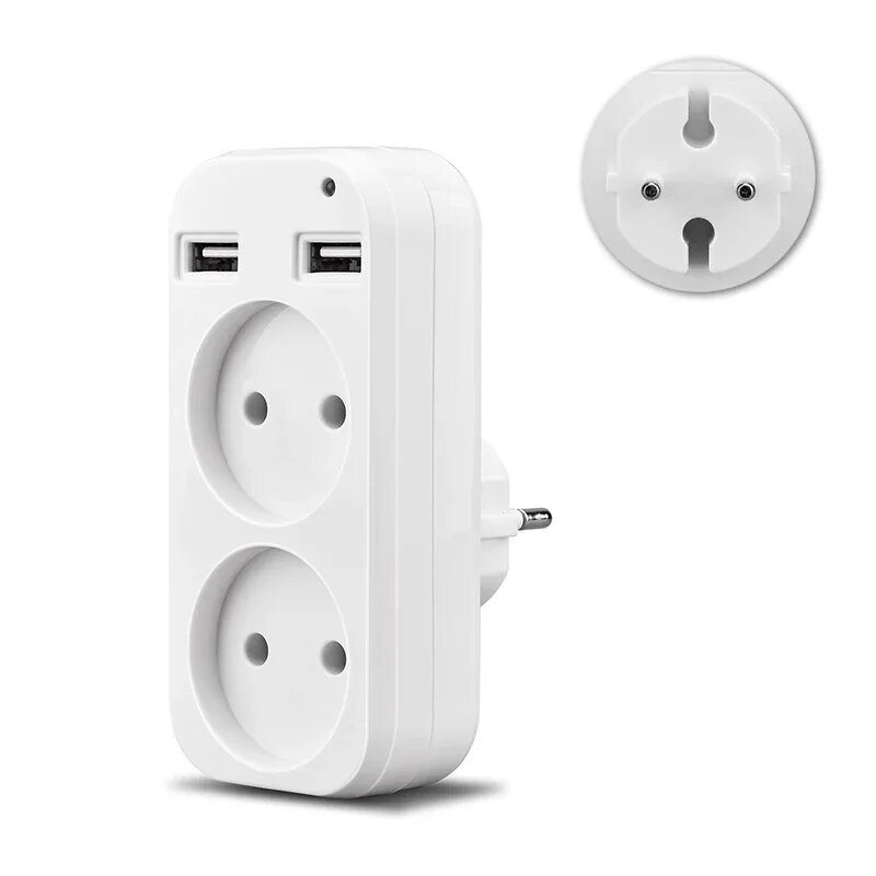 Удлинитель DelightFire, 2 розетки, 2 USB, белый