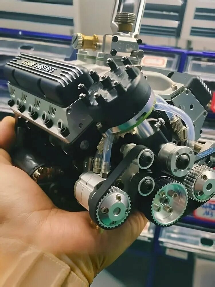 DESIGNICE 89% модель мотора V8 OHV с маленьким блоком, набор для сборки модели двигателя V8 для взрослых, мини-модель двигателя V8 - Черный