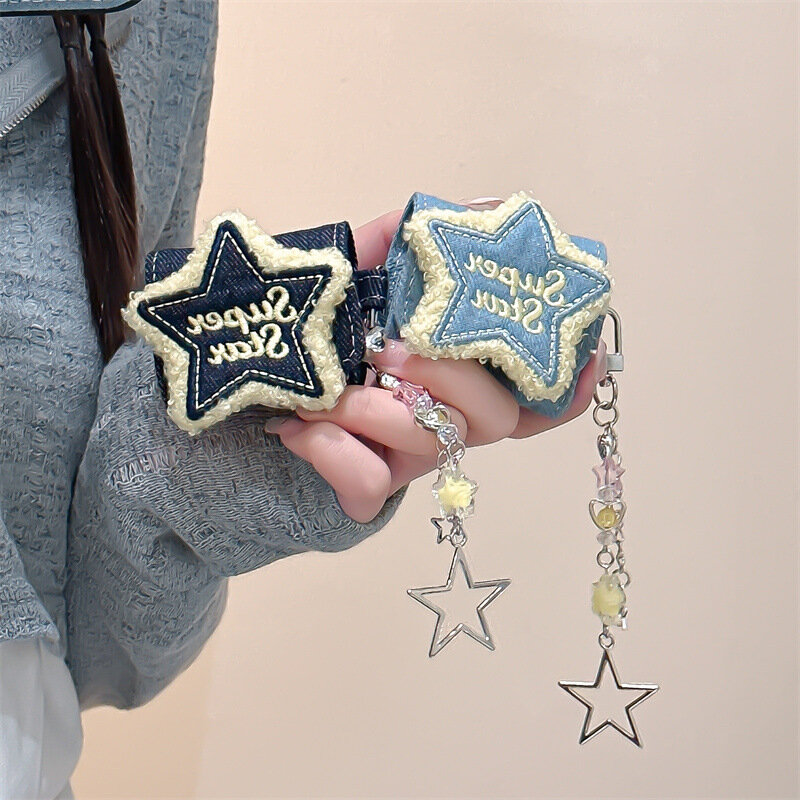 Японский и корейский стиль, уникальный нишевый деним, вышивка звезды, чехол для AirPods 1/2, Bluetooth наушников Pro, совместимый с 3