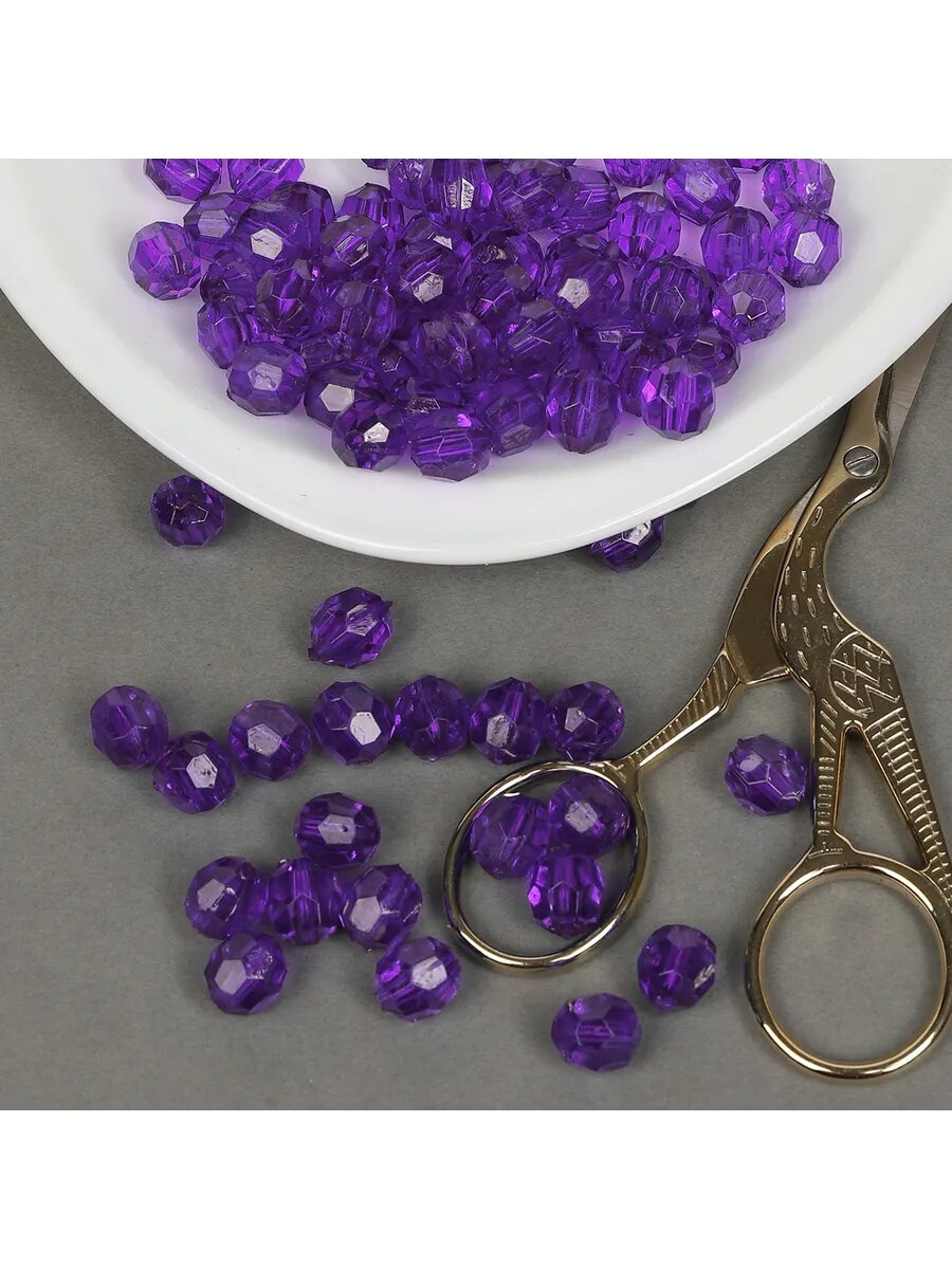 Бусины акриловые фиолетовый Ø10мм уп.500г