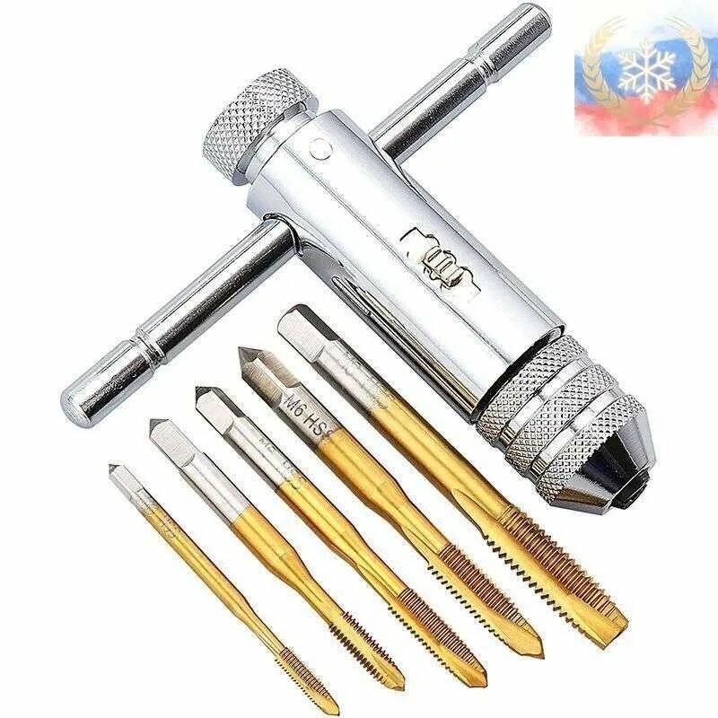 Метчик с трещоткой, Т-образный, хромированный, М3 - М8