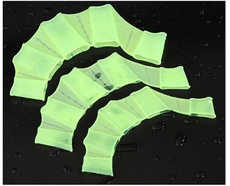 Пластмассовые ласты для плавания из силикона для снорклинга, ручные ласты для взрослых и детей, полуладонные, для свободного стиля, Pu (Зеленый, L)