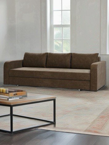 Диван-кровать "Вектор" коричневый велюр Кабрио, механизм - Еврокнижка